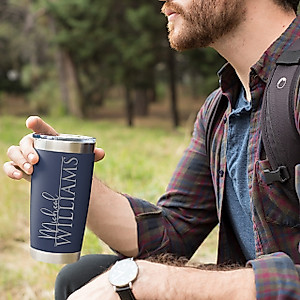 Personalized Tumblers, Stainless Steel 20 oz Tumbler w/Lid | 13 Designs | Personalized Cups Double Walled Insulated Coffee Cup for, Gym, Fitness | Hot and Cold Drink Use - Black