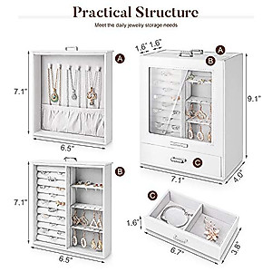 Homde Jewelry Organizer Girls Women Jewelry Box for Necklaces Rings Earrings Gift Jewelry Storage Case Porcelain Pattern Series (White)