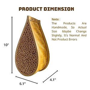 Mason Bee Houses for the Garden Handmade Bamboo Carpenter Bee House Hanging Outside, Dew Drop Waterproof Beehives for The Garden Attracts Peaceful Bee Pollinators to Enhance Your Garden's Productivity