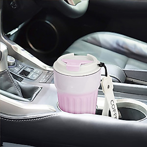 KETIEE Insulated Coffee Cup with Leakproof Lid,Reusable Coffee Cups Travel Cup,13 OZ Coffee Travel Mug,Double Walled Coffee Mug,Stainless Steel Coffee Mug for Hot Cold Drinks (Grad Pink)