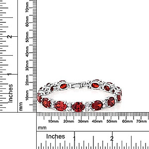 Gem Stone King 40.00 Cttw Red Color Cubic Zirconias CZ Tennis Bracelet for Women | 7 Inch