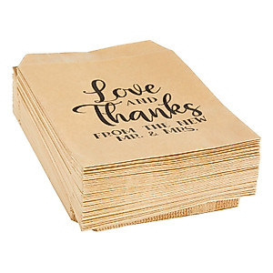 100 Pack Love and Thanks From the New Mr & Mrs for Wedding, Party Favor Bags for Goodie, Gifts, Decorations, 5x7 in