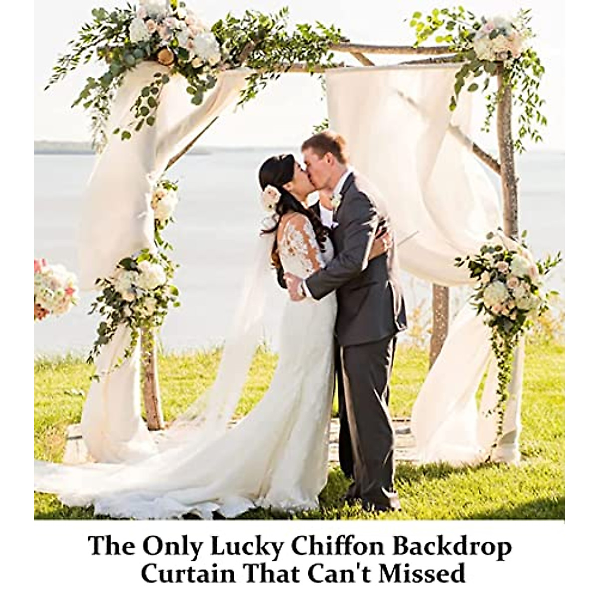 White Chiffon Backdrop Curtain-2 Panels 29"x120" Chiffon Wedding Backdrop Drapes Beach Curtains for Living Room Voile Window Curtain Photography Backdrop for Wedding Ceremony (29''x120''x2pcs, White)