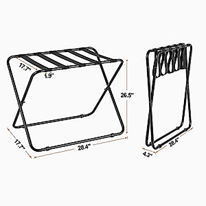 ELYKEN Luggage Rack for Guest Room 2 Pack, Folding Suitcase Stand, Heavy Duty 110LBS Load Bearing Easily Assemble Luggage Holder, Black