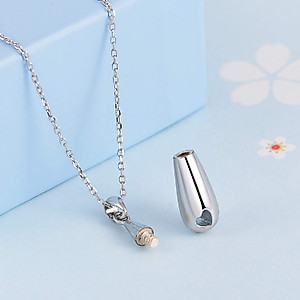 925 Sterling Silver Urn Pendant Necklace Teardrop Cremation Jewelry for Ashes Memorial Keepsake for Women