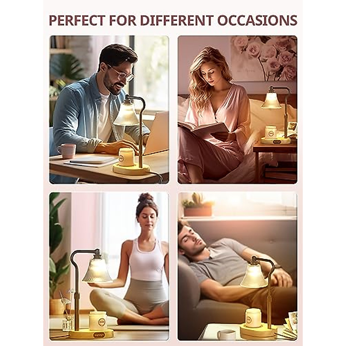 Inspireyes Candle Warmer Lamp, Electric Candle Warmer with Timer Dimmer, Height Adjustable Wax Melter Warmer for Jar Candles Scented Wax, House Warming Gifts New Home Decor, Gift for Mom, Flameless