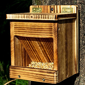 BalterFF Bird Feeders for Outdoors,Wooden Unique Seed Sunflower Food Feeder Blue Cardinal Finch Backyard Platform Balcony Gazebo Tree Fence Wall Mount Effortless Holder Automatic Buddy Gift