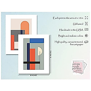 Mid Century Contemporary Wall Art - Modern Abstract Prints - (Set of 6) – 8x10 - Unframed - Minimalism Décor