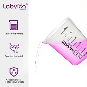 Labvida Plastic Beakers, Vol.2000ml(67.64oz) Stackable Measuring Cup with Black Scale line, Plastic Pitcher PP material Ideal for Science Activities and Household Use, LVB017