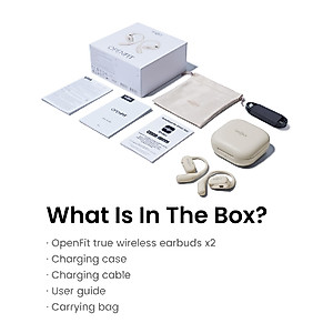 SHOKZ OpenFit - Open-Ear True Wireless Bluetooth Headphones with Microphone, Earbuds with Earhooks, Sweat Resistant, Fast Charging, 28HRS Playtime, Compatible with iPhone & Android