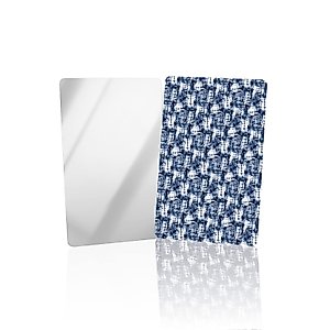 Carosoffe Blue White Small Compact Mirror for Purse, Geometric Abstract Art Retro Linen Texture Travel Makeup Mirror for Women Men, Rectangular Handheld Compact Pocket Mirror 4 PCS