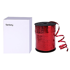 Senkary Crimped Curling Ribbon Metallic Balloon String Ribbon, 5mm Width, 500 Yards (Red)