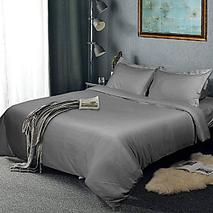 Vailge 3-Piece Duvet Cover Set King Size, 100% Washed Microfiber Bedding Sets,Ultra Soft and Breathable Comforter Cover with Zipper Closure & Corner Ties (Not Include Comforter) (King, Grey)