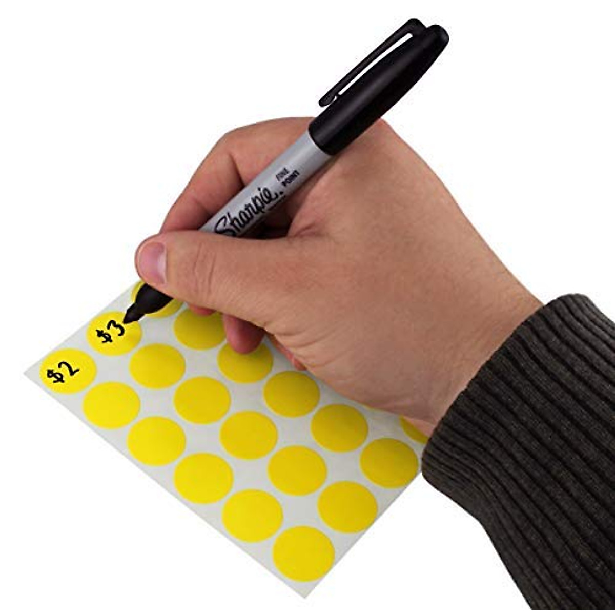 ChromaLabel 3/4 Inch Circle Sticker Labels, Easy to Write On Round Colored Stickers, Permanent Sticky Dots - 1200 Colored Dot Stickers per Variety Pack, 5 Assorted Colors Dot Labels