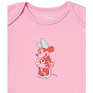 Amazon Essentials Disney | Marvel | Star Wars | Princess Baby Girls' Short-Sleeve Bodysuits, Pack of 6, Minnie Rainbow Chaser, 18 Months