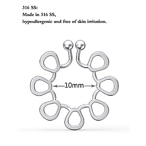 Kadogohno Fake Faux Non Piercing No Pierce Clip On Cute Metal Body Piercing Rings Barbells Jewelry Set for Women Hypoallergenic Stainless Steel