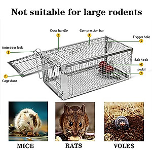 2-Pack Humane Rat Cage Traps, Live Mouse Rat Traps Catch and Release for Indoor Outdoor, Small Animals Traps, Easy to use, Pet Safe ( 10.6"x 5.5"x 4.5" )
