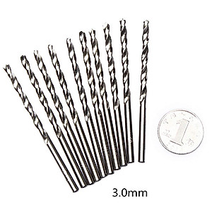 mogen886 10Pcs/Set 0.3mm-3mm Micro HSS Spiral Twist Drill Bits Set Mini Drilling Tool Silver 0.9mm