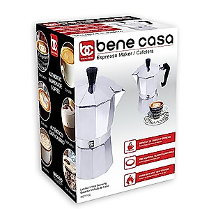 Bene Casa Classics BC-17720 3-Cup Aluminum Espresso Maker, silver