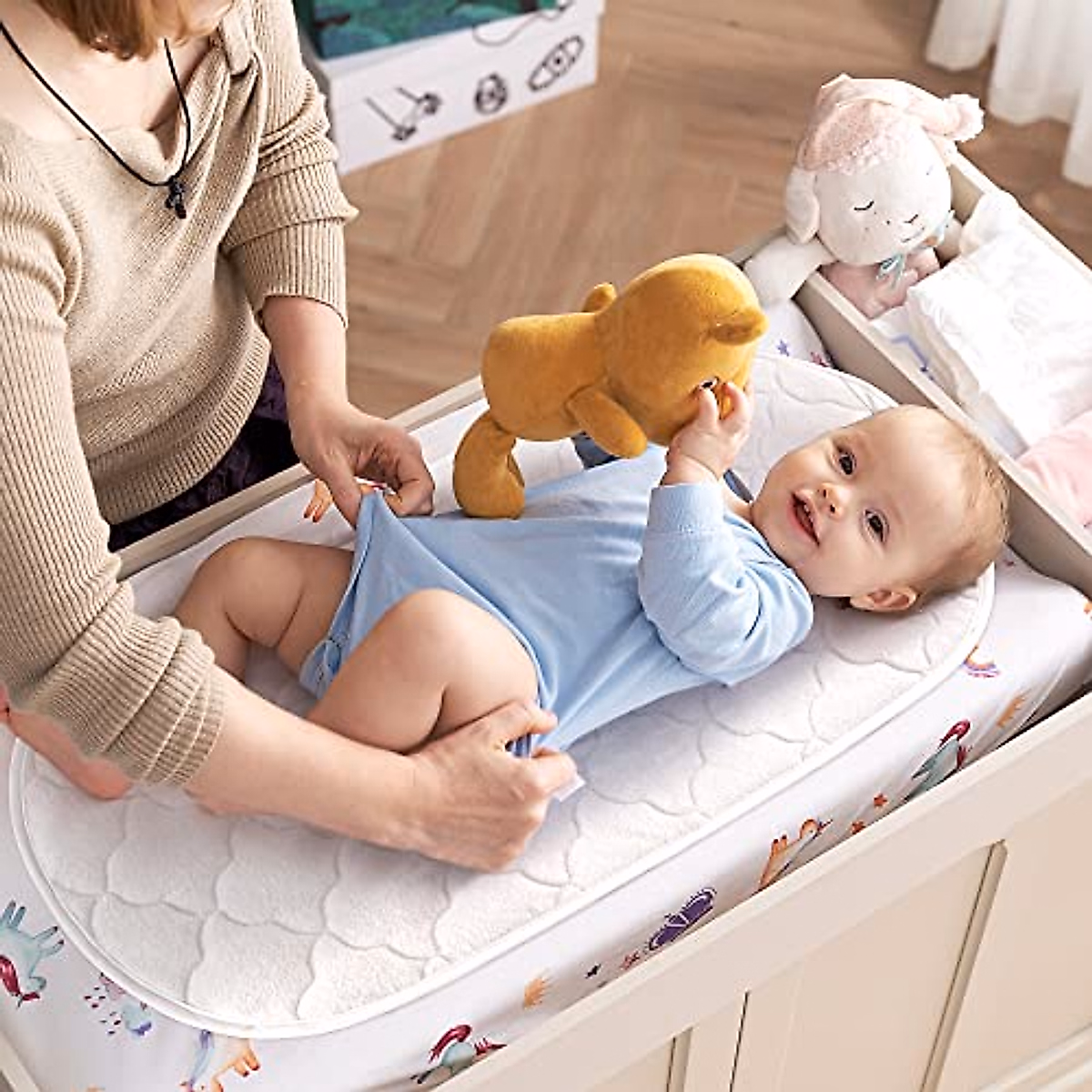 TILLYOU Changing Pad Liners 3 Pack - Premium Changing Pad with Waterproof Coating, Perfect for Baby's Comfortable and Clean Diaper Changing, 27" x 13", Pure White