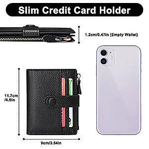 FALAN MULE Small Wallets for Women RFID Blocking Slim Bifold Leather Womens Wallet with Zipper Coin Purse