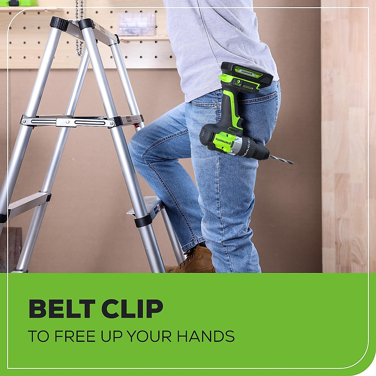 Greenworks 24V Brushless 1/2" Hammer Drill (530 in-lbs.) 2.0Ah Battery and Charger Included, DDG402