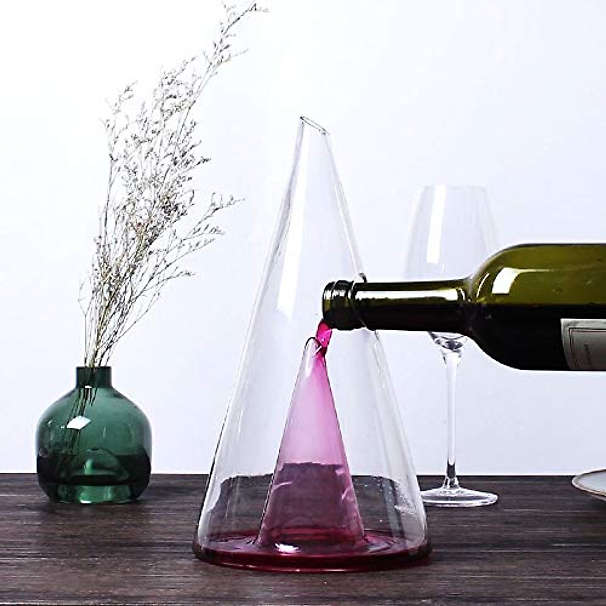 Product Waze Wine Decanter - 750ml Pyramid-Shaped - Wine/Whiskey Decanter - Hand Blown Lead-Free Crystal Glass Decanter - Red Wine Carafe - Wine Gift - Wine Accessories