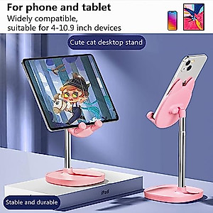 Hearsky Cute Cat Phone Stand, Cat Head Cell Phone Holder for Desk,Angle&Height Adjustable Compatible with All Smartphone,iPhone,Samsung,Tablet,iPad-Pink