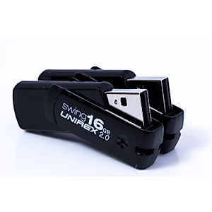 Unirex 2 Pack Swing 16GB USB 2.0 Thumb Drive, Black | Memory Stick Storage is Compatible with Computer, Tablet, or Laptop