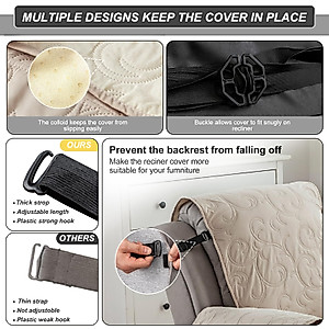 100% Waterproof Recliner Chair Cover, Recliner Chair Covers for Reclining Chair, Non-Slip Fabric Recliner Couch Cover for Living Room, for Pets Kids Protector, Washable (Beige, 23"Recliner Chair)