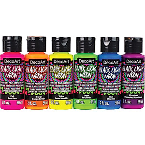 DecoArt Americana Black Light Neon Acrylic Paint Pack 6/Pkg