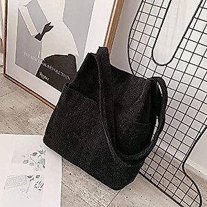 Women Corduroy Totes Bag Casual Bucket Shoulder Handbags Hobo Bags Big Capacity Shopping Bag