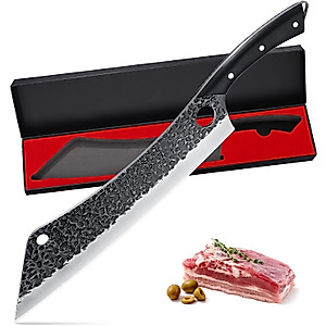 PURPLEBIRD 12 Inch Carving Knife Ultra Sharp Slicing Knife,Hand Forged Brisket Knife High Carbon Steel Meat Slicer, Long Kitchen Knives,Best for Slicing Roasts, Meats, Fruits and Vegetables