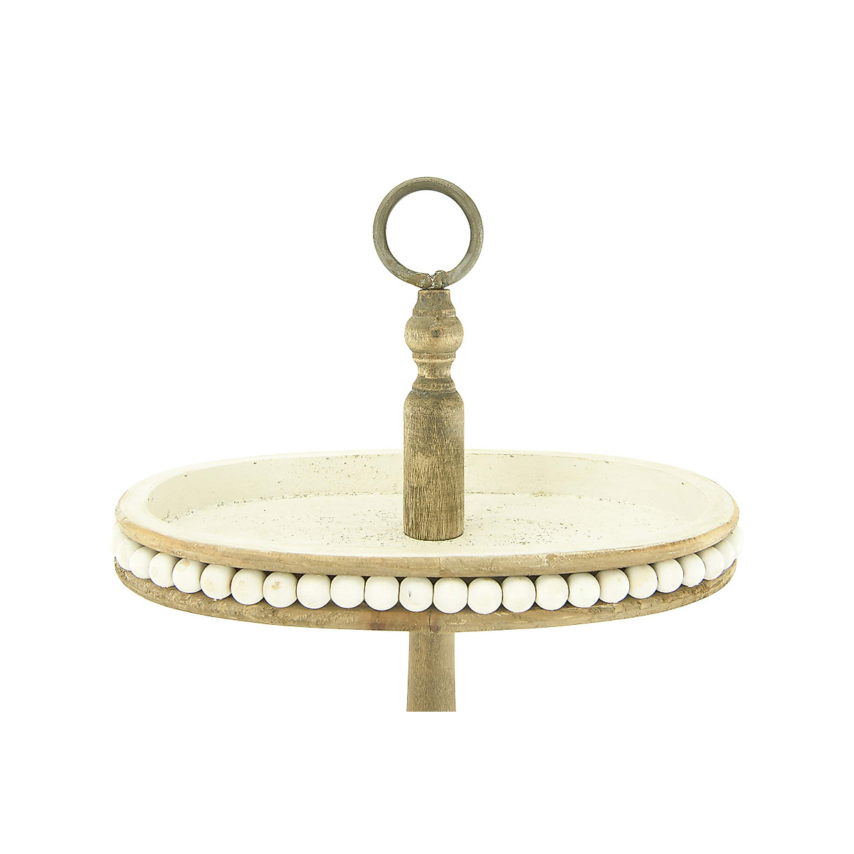 Creative Co-Op Decorative Oval 3-Tier Wood Tray with Handle