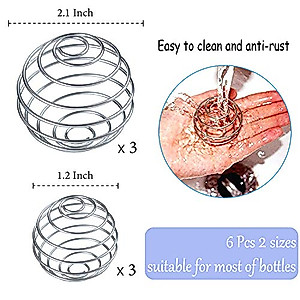 6 Pcs Shaker Balls Replacement Shaker Ball 2 Sizes Shaker Bottle Balls Stainless Steel Ball for Mixing Protein, Drinking