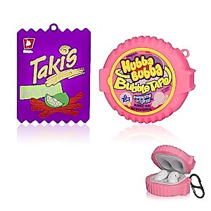 [2Pcs] Cute Case for Galaxy Buds Live Case 2020/Galaxy Buds Pro Case/Galaxy Buds 2 Case 2021, Cute 3D Fun Fashion Food Design Silicone Protective Skin for Girl Boys(Bubble Gum+Purple Potato Chips)