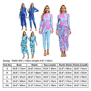 Burkini Swimsuits for Women Muslim Full Coverage Swimsuit Modest Swimwear Long Sleeve One Piece Bathing Suit + Swim Pants + Skirt + Mesh Sarong Coverup Sun Protection Swimming Suit Hot Pink 4PCS S