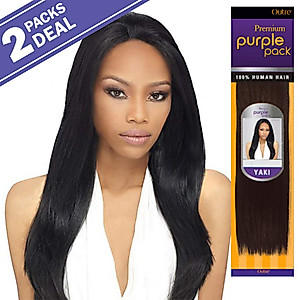 2-PACK DEALS ! Outre Human Hair Weave Premium Purple Pack Yaki (12", 1B)