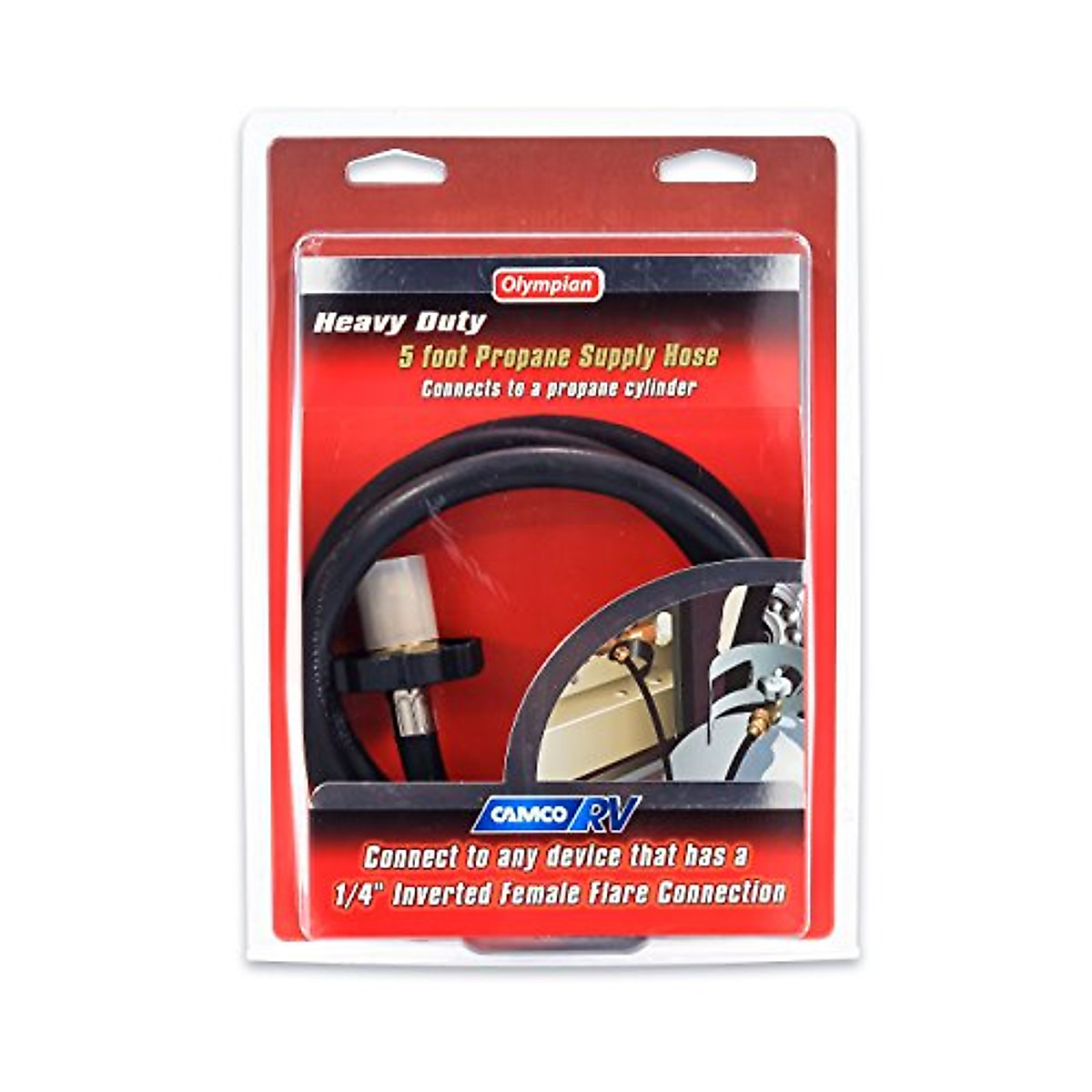Camco Olympian 5-Foot RV Propane Supply Hose | Features Built-In Excess Flow Protection, Easily Connects Camper to 20/30 lb Propane Tank, and can be Used with a Propane Tee (59033)