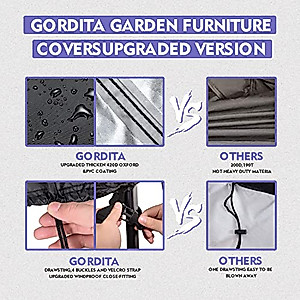 GORDITA Patio Furniture Covers, 83 x 51 x 29 inch Waterproof Patio Table Cover, Durable 420D Outdoor Furniture Covers with 4 Windproof Buckles, Large Patio Cover for 6- 8 Seats