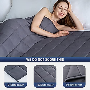 yescool Weighted Blanket with Removable Cover, Weighted Blanket Queen Size 20lbs 60"x80"for Adults, Heavy Blanket with Minky Duvet Cover,Warm Cozy Thick Throw Blanket with Premium Glass Beads (Blue)