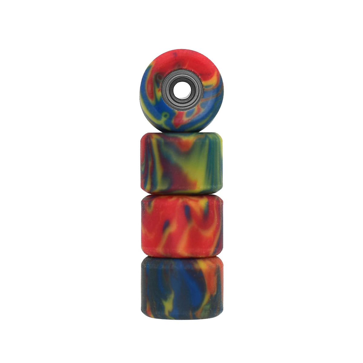 Teak Tuning Apex 61D Urethane Fingerboard Wheels - Mini Shorty Shape, 6.6mm Diameter - ABEC-9 Stealth Bearings - Made in The USA - Tie Dye Swirl Colorway