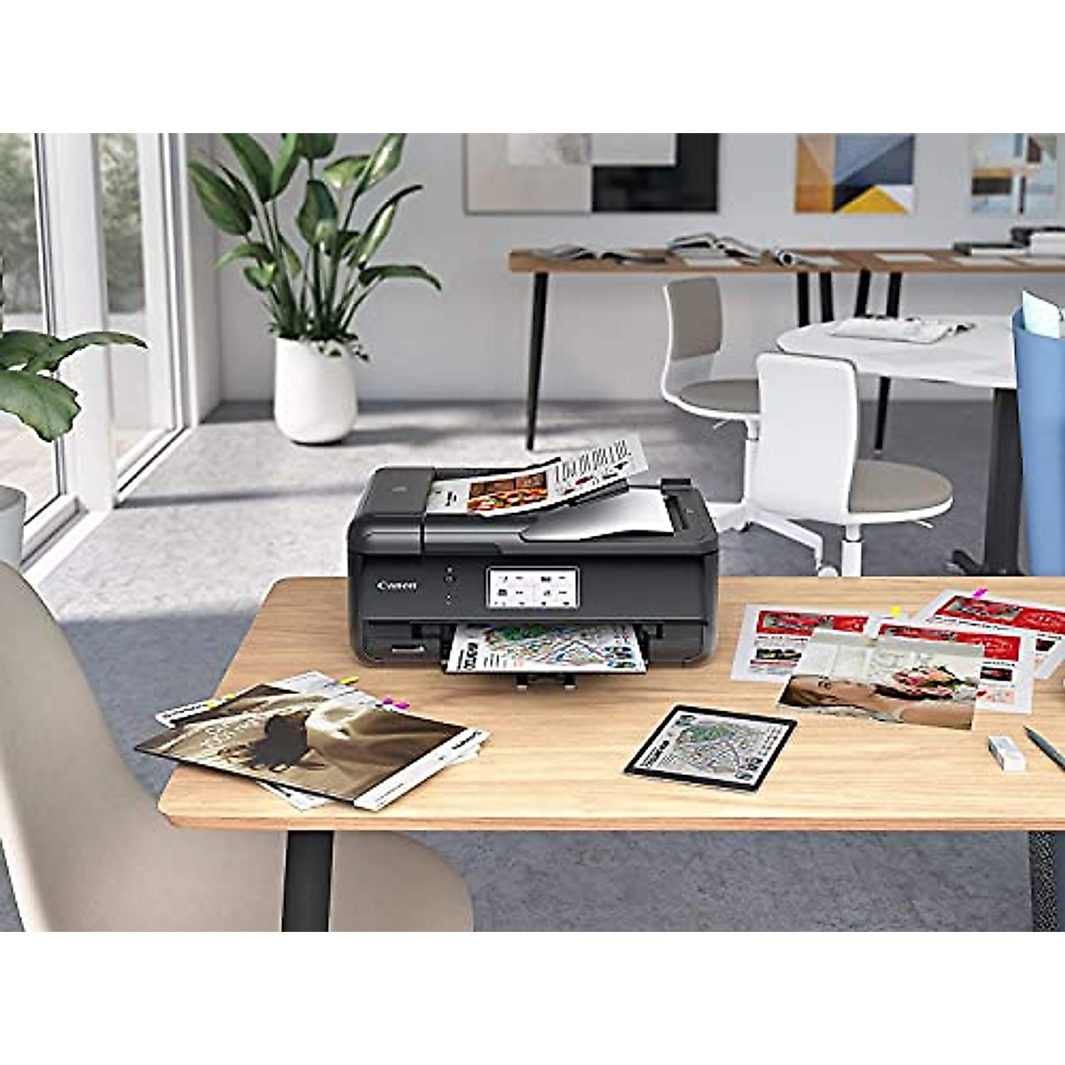 Canon All-in-One Printer Copier Scanner Fax Auto Document Feeder Photo and Document Printing Airprint (R) and Android Printing + Bonus Set of Ink and Printer Cable