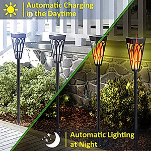 Solar Torch Lights Outdoor Eycfo Torches Flickering Dancing Flames Garden Landscape Lanterns Patio Pool Pathway Light(Pack 2)