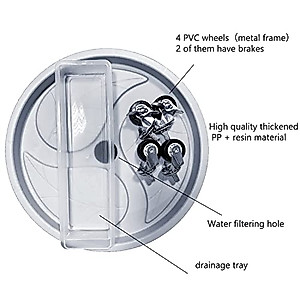 LQI 3 Packs Plant Caddy,（Wheels Upgraded） 13 inch Plant Stand with Wheels and Drainage Tray, Garden Rolling Plant Caddy with Wheels Brake, Round Plant Dolly for Moving Plant Pot（Grey）