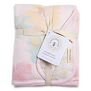 Burts Bees Baby Infant Reversible Blankets 100% Organic Cotton GOTS Certified - Morning Glory Prints with Quilting Pattern Soft Nursery Blanket with 100% Polyester Fill for Size 30 x 40 Inch