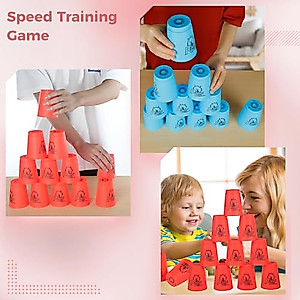 yeesport Sport Stacking Cups, 24pcs Sports Stacking Cups Speed Training Game for Challenge Competition Travel Party Gift for Kids and Adults (Blue & Red)