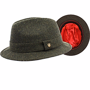 RICHMAN BROTHERS Wool Fedora Irish Walking Hat (OLIVE-F5117, Large-X-Large)