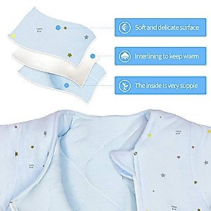BBTKCARE Sleep Sack - Cotton Wearable Blanket，Warm Baby Pajamas for Toddler 6-9 Month-Blue