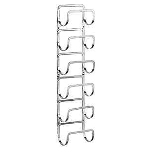 mDesign Wall Mount Towel Storage Rack for Bathroom - 6-Tier Hanging Organizer - Mounted Shelf for Multiple Bath Towels or Rolled Robes - Wine Bottle Holder - Steel Metal - Carson Collection - Chrome